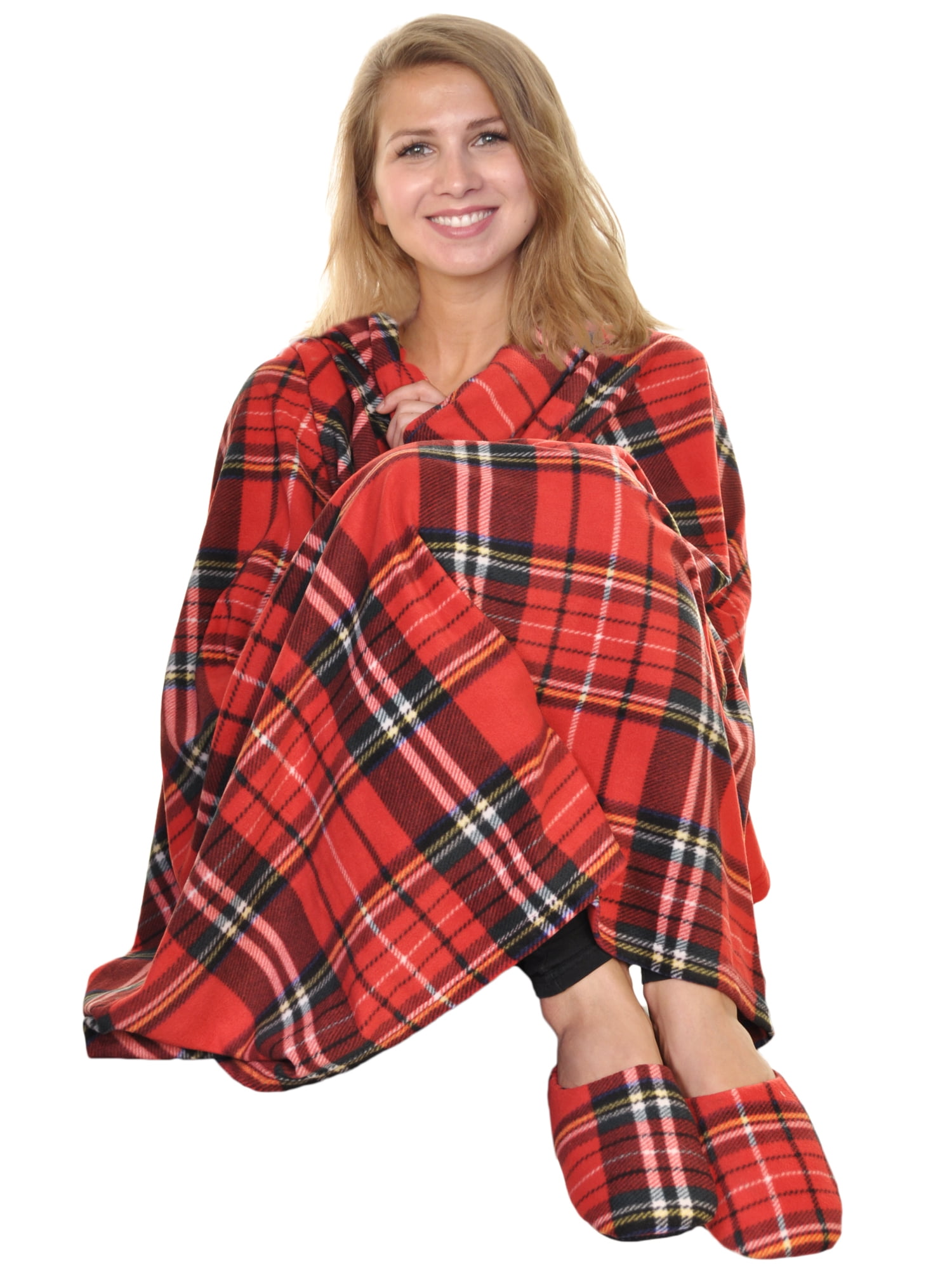 Angelina Women's Cozy Fleece Blanket with Slipper (1-Pack) - Walmart.com