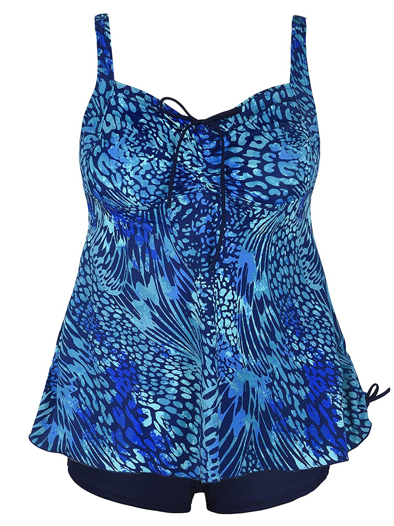 Angelique Womens Plus Size Blue Leopard Print Tie Back Fashion Swimsuit ...