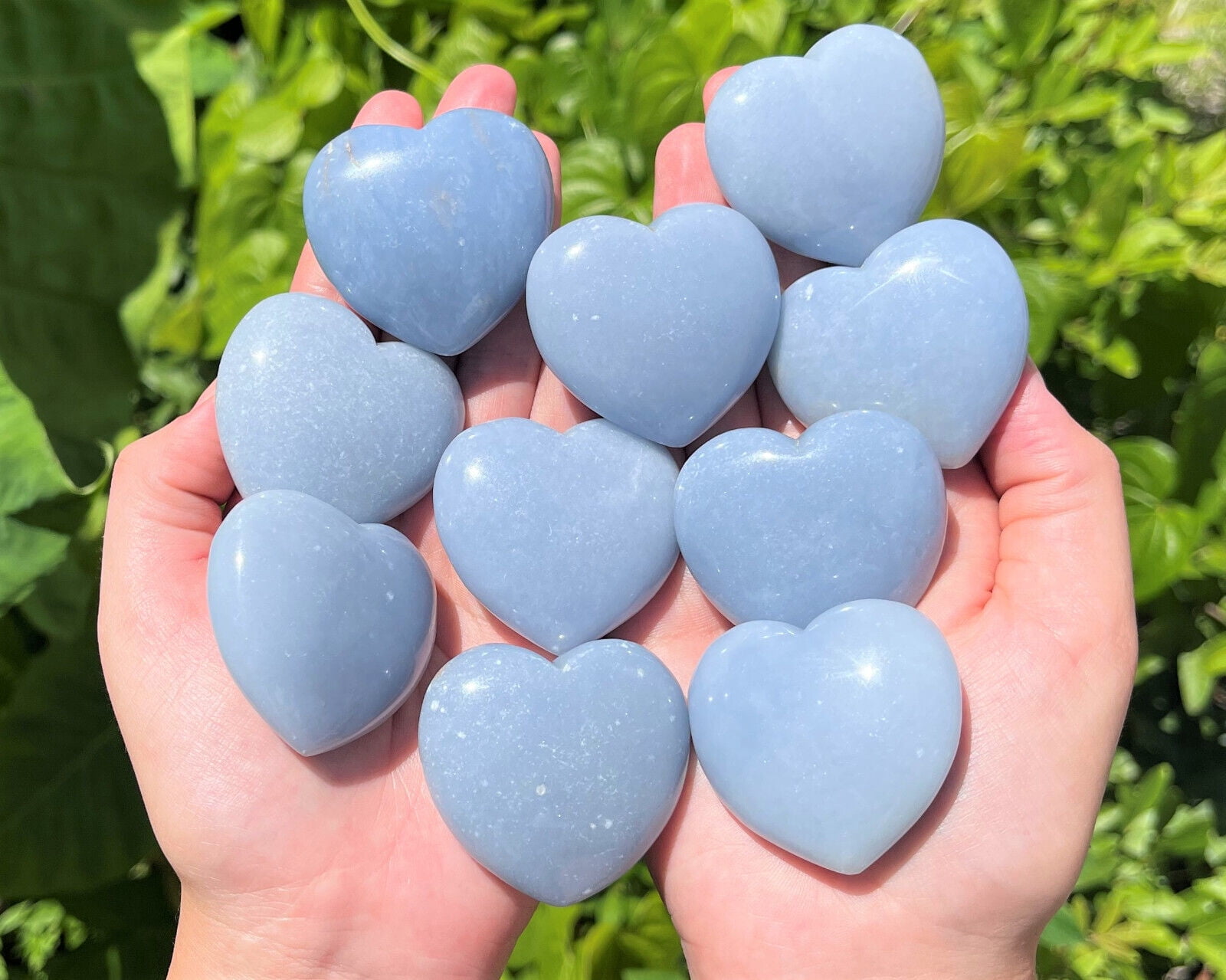 Angelite Heart Stone - LARGE 1.75" Natural Polished Angelite Crystal ...
