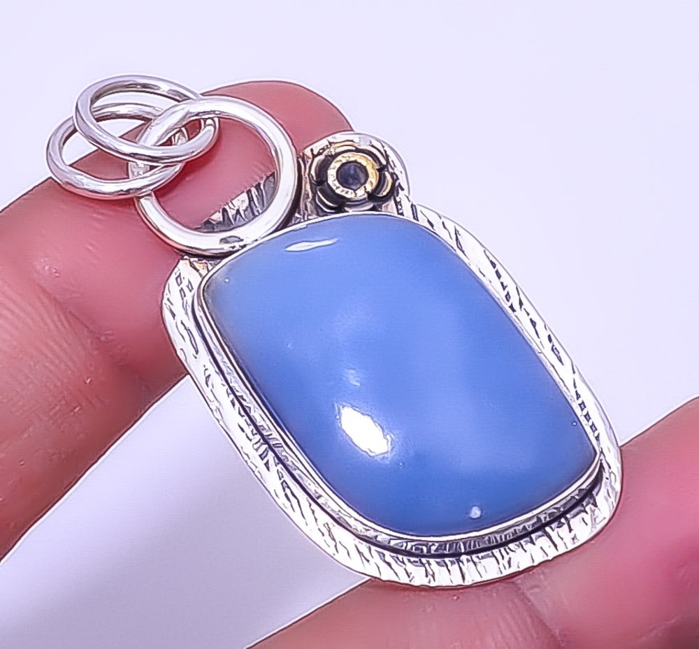 Angelite Jasper - Peru Sand Paper Textured 925 Sterling Silver Pendant ...