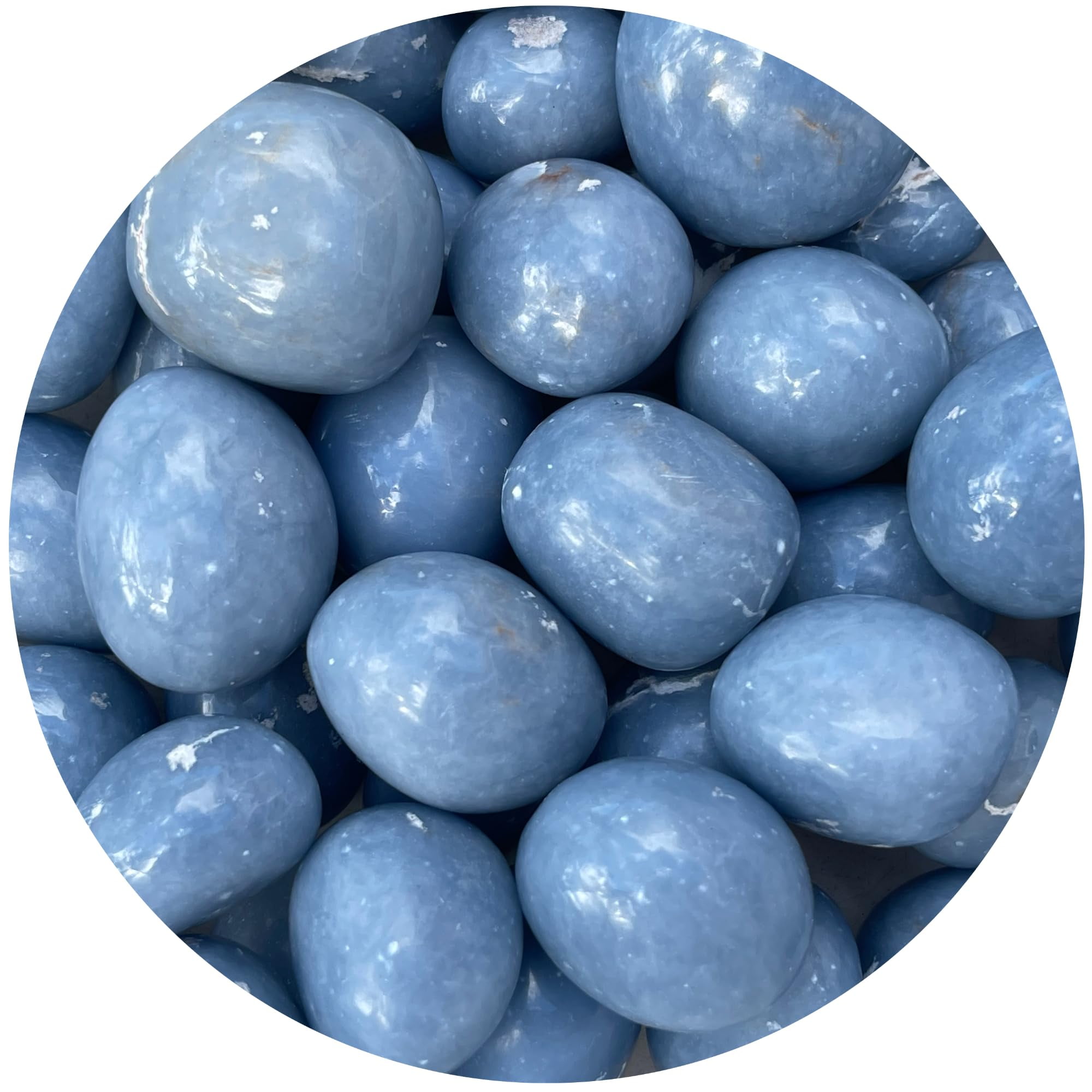 Angelite Tumbled Stones, Polished Angelite Gemstone, Angelite Healing ...