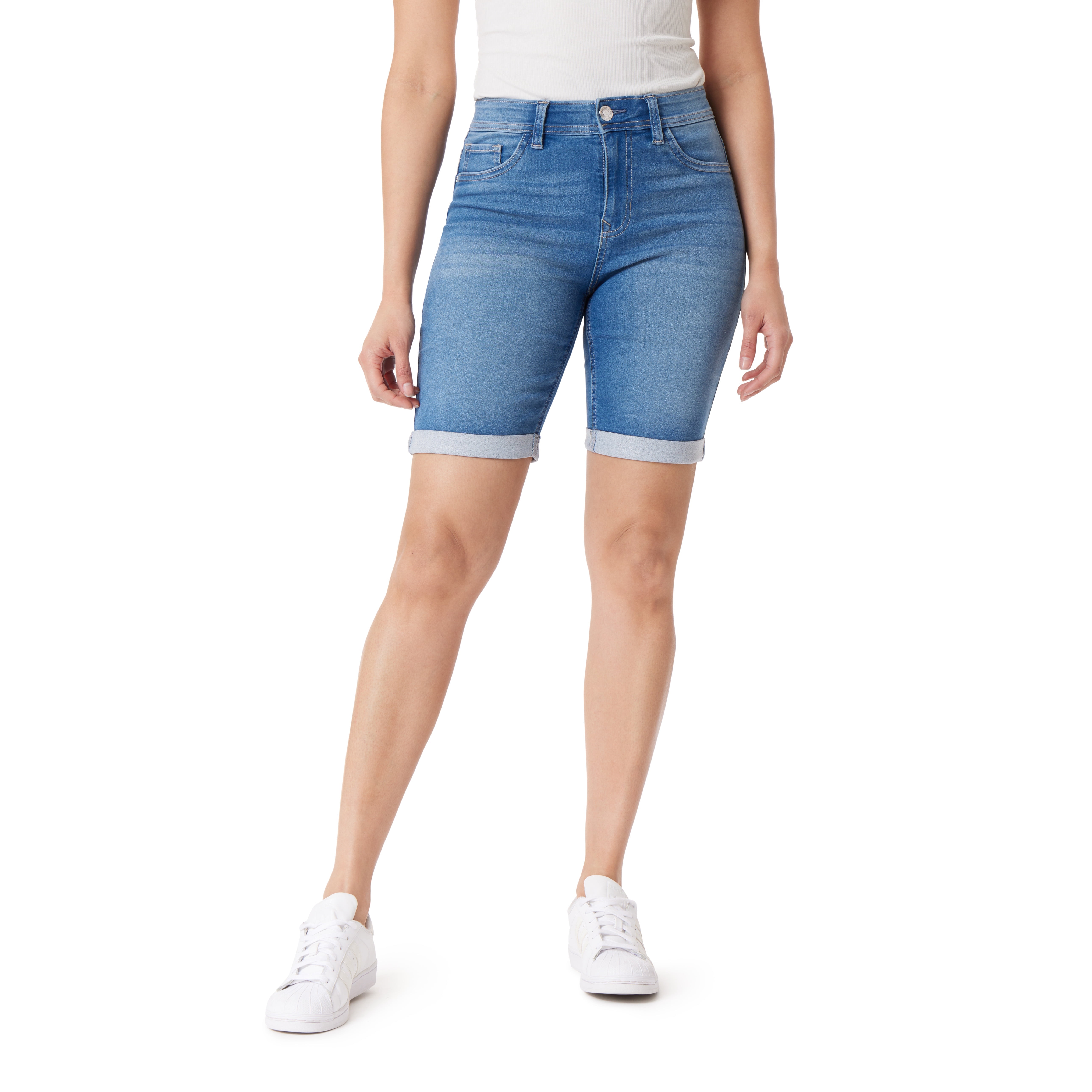 Angels Forever Young Women's 360 Sculpt Jeans 9" Mid-Rise Denim Bermuda ...