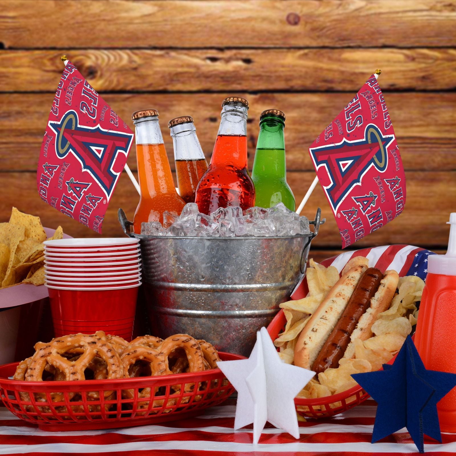 Angels Handheld Flag 5.5x8.2in Equipped with plastic flagpole Used for ...