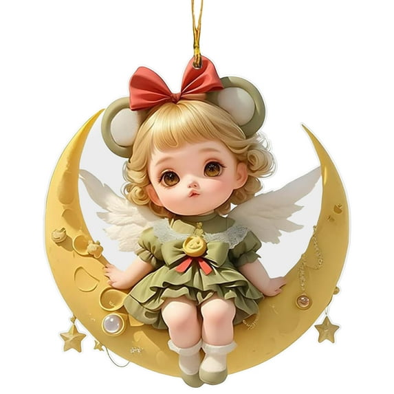 Angels Hanging Ornaments Set, Vintage Rustic Adorable Acrylic Flat Home ...