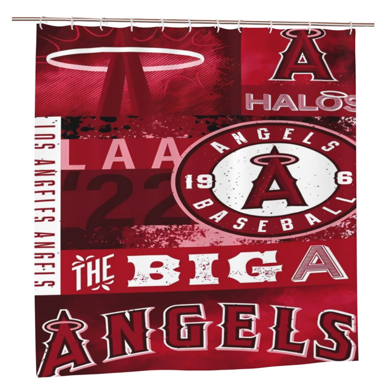 Angels Shower Curtain, Baseball Team Theme Bathroom Shower Curtain ...