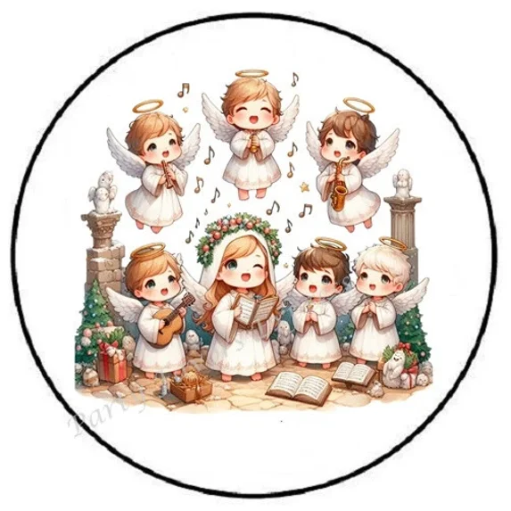 Angels Singing Christmas Stickers Party Favors Phone Decal Water Bottle ...