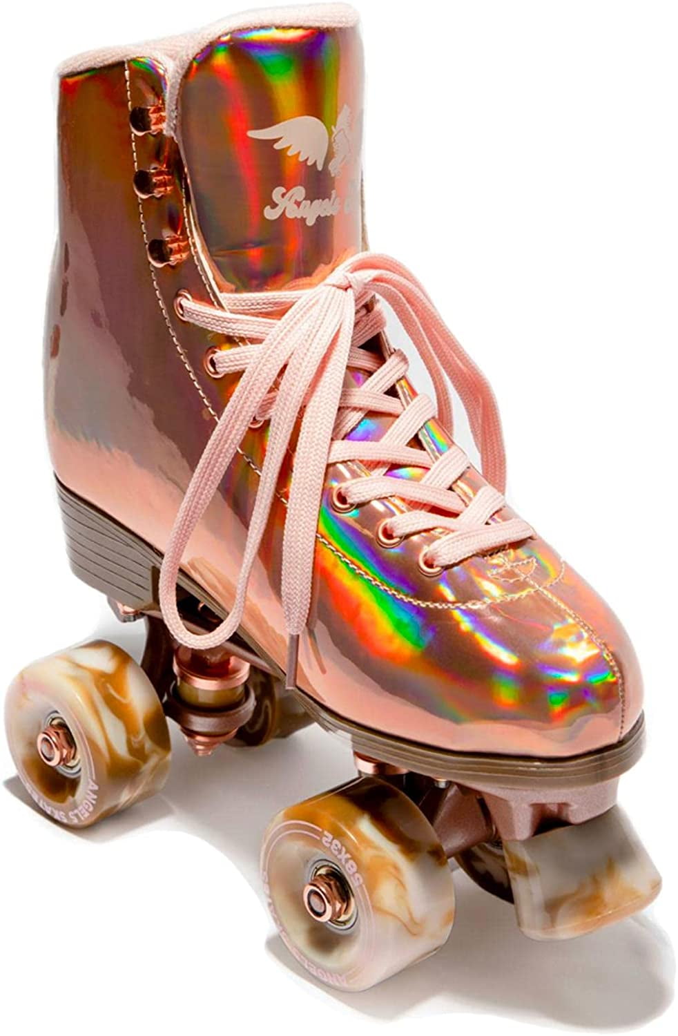 Angels Skates – Rose Gold Design Outdoor PU Leather Retro Roller Skates ...