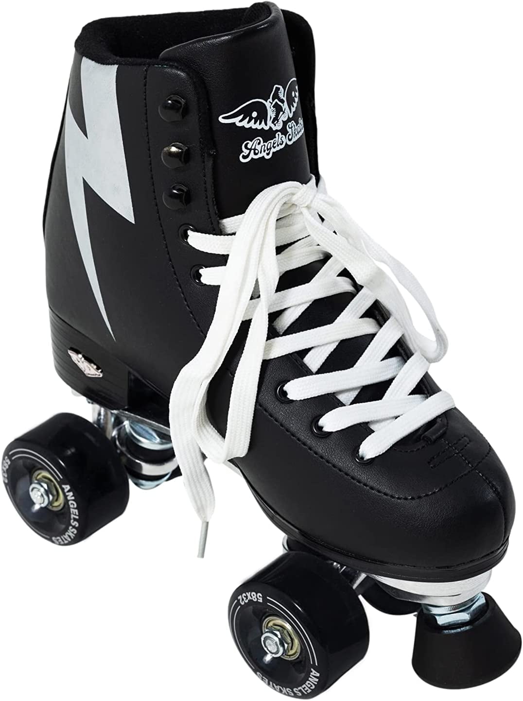 Angels Skates – Thunder bolt black Design PU Leather Derby Roller ...