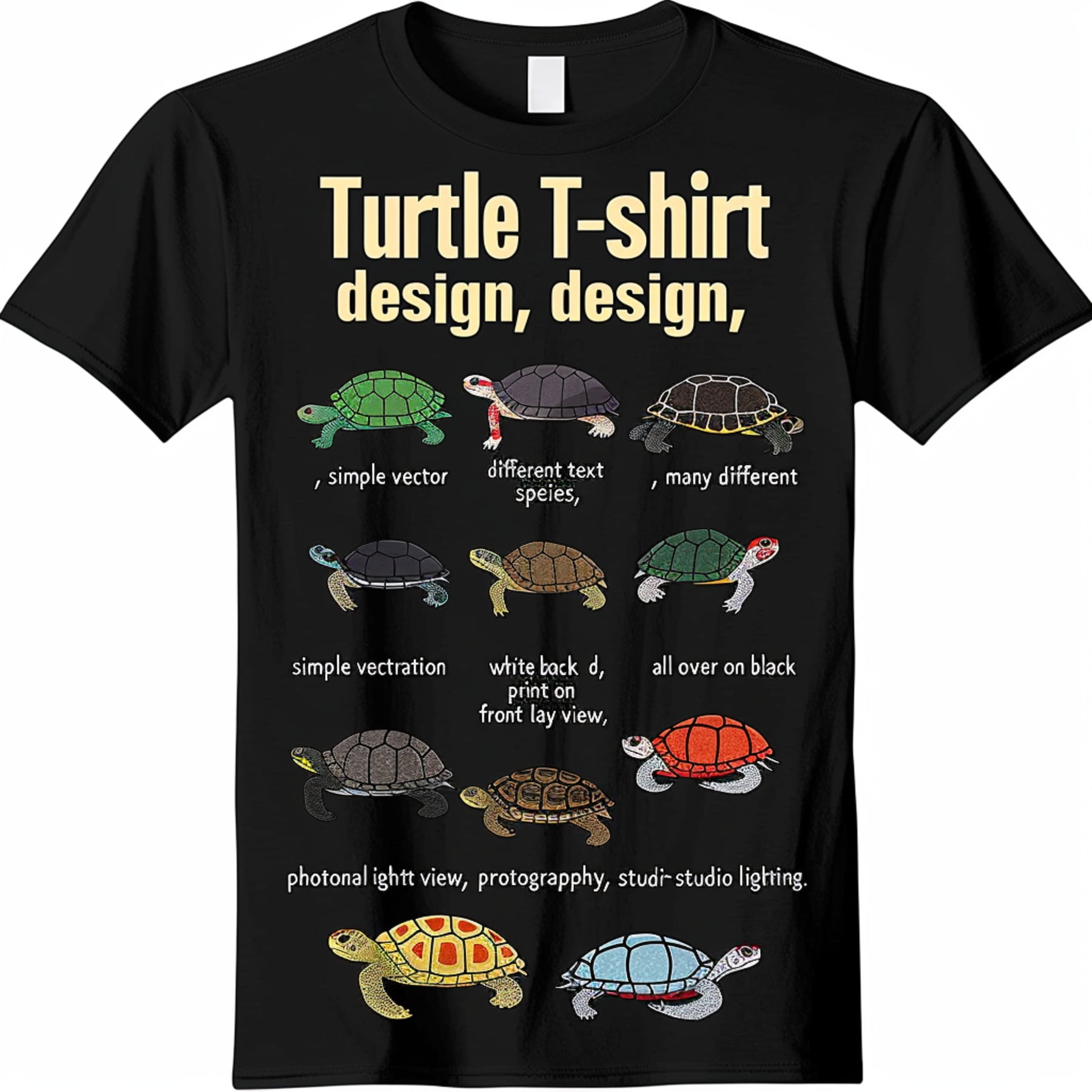 Angels Turtles of the World AllOver Print Black TShirt Various Species ...
