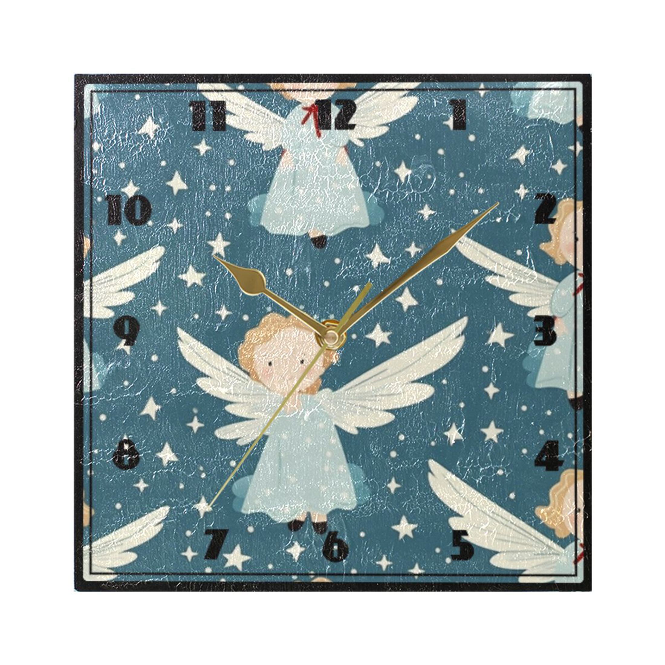 Angels and Star Wall Clock 7.78" Non-Ticking Silent Battery Operated ...