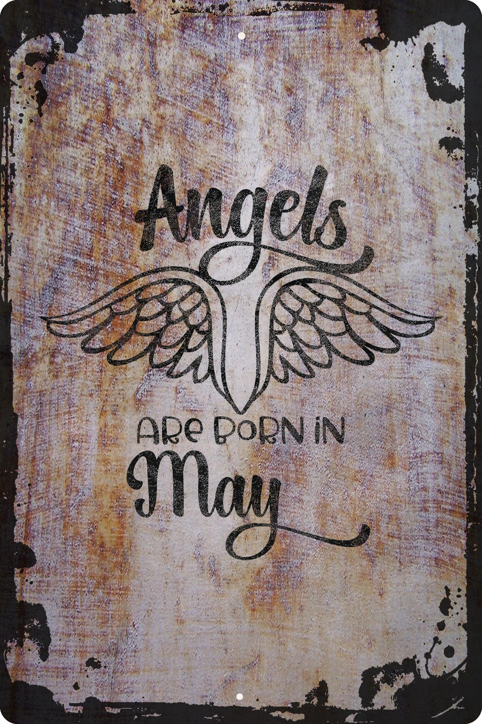 Angels are born in May heaven birthday month wings feathers Beige Wall ...
