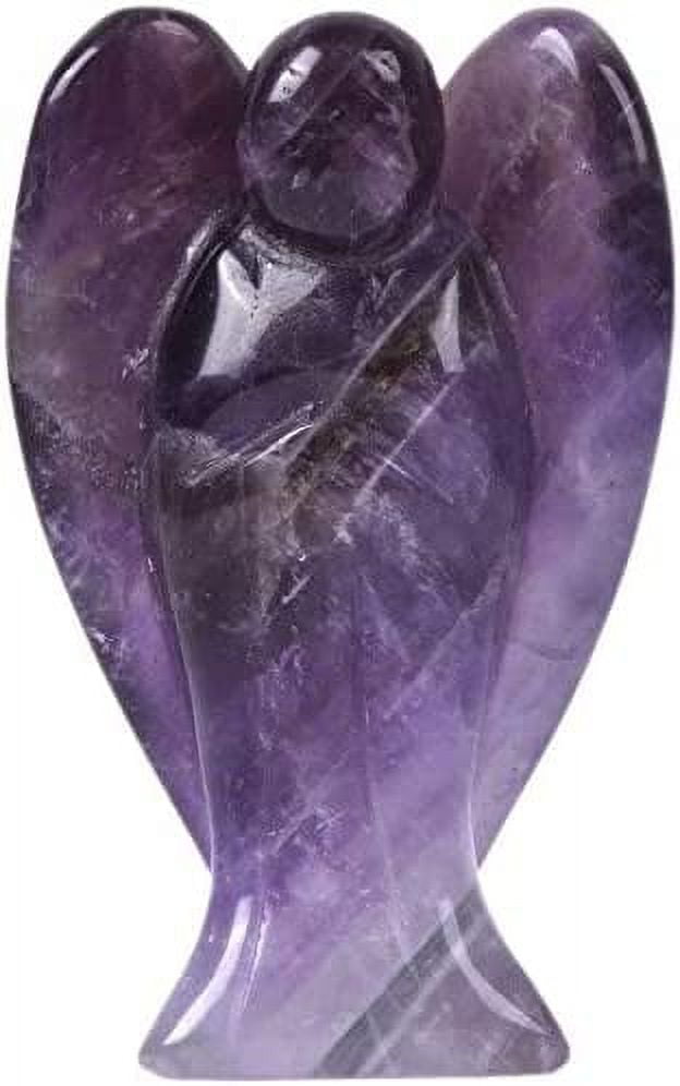 Angelstones 2 inch Amethyst Gemstone Peace Angel, Carved Pocket ...