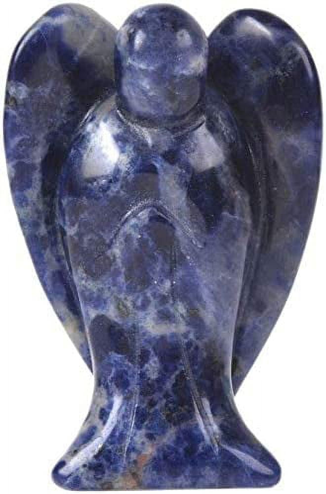 Angelstones Carved Dark Sodalite Gemstone Peace Angel Pocket Guardian ...