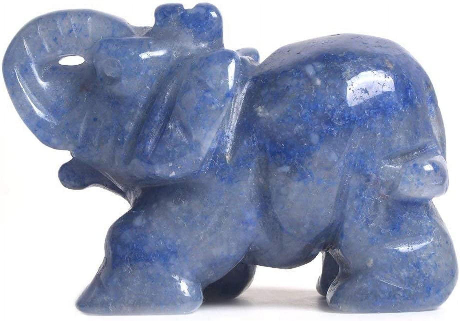 Angelstones Carved Natural Blue Aventurine Gemstone Elephant Healing ...