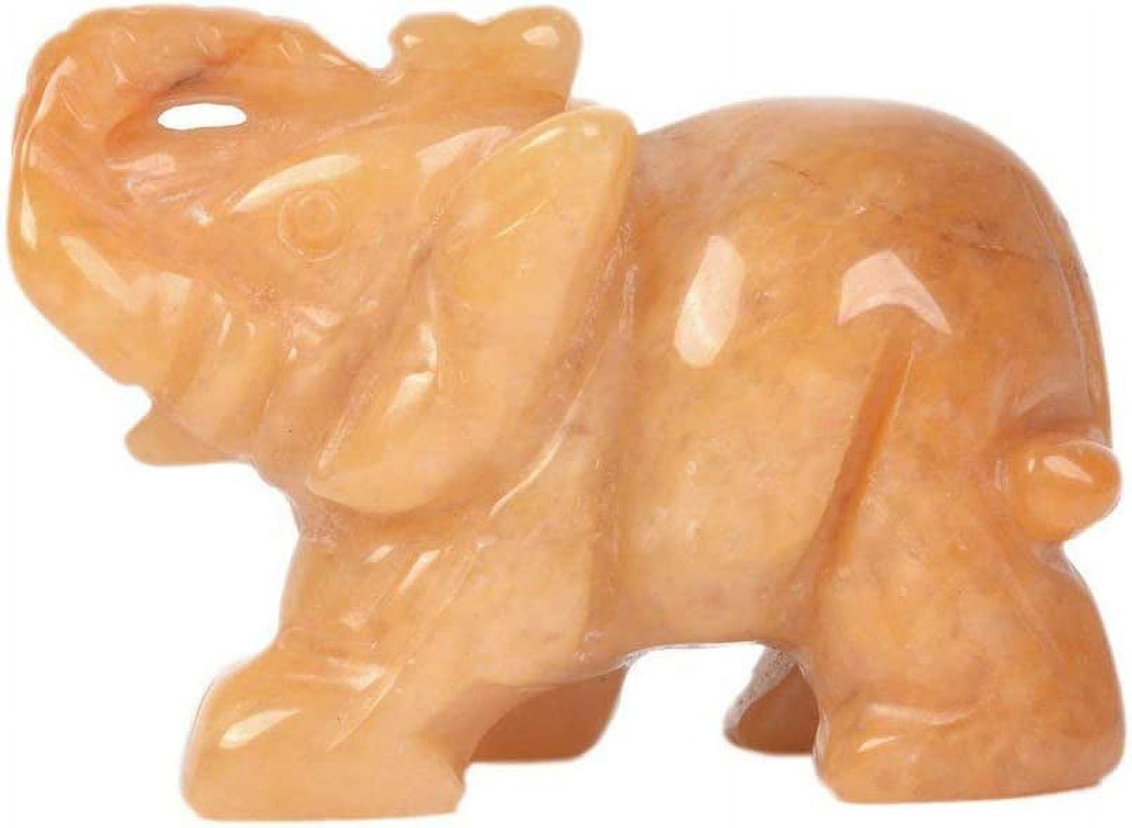 Angelstones Carved Natural Yellow Jade Gemstone Elephant Healing ...