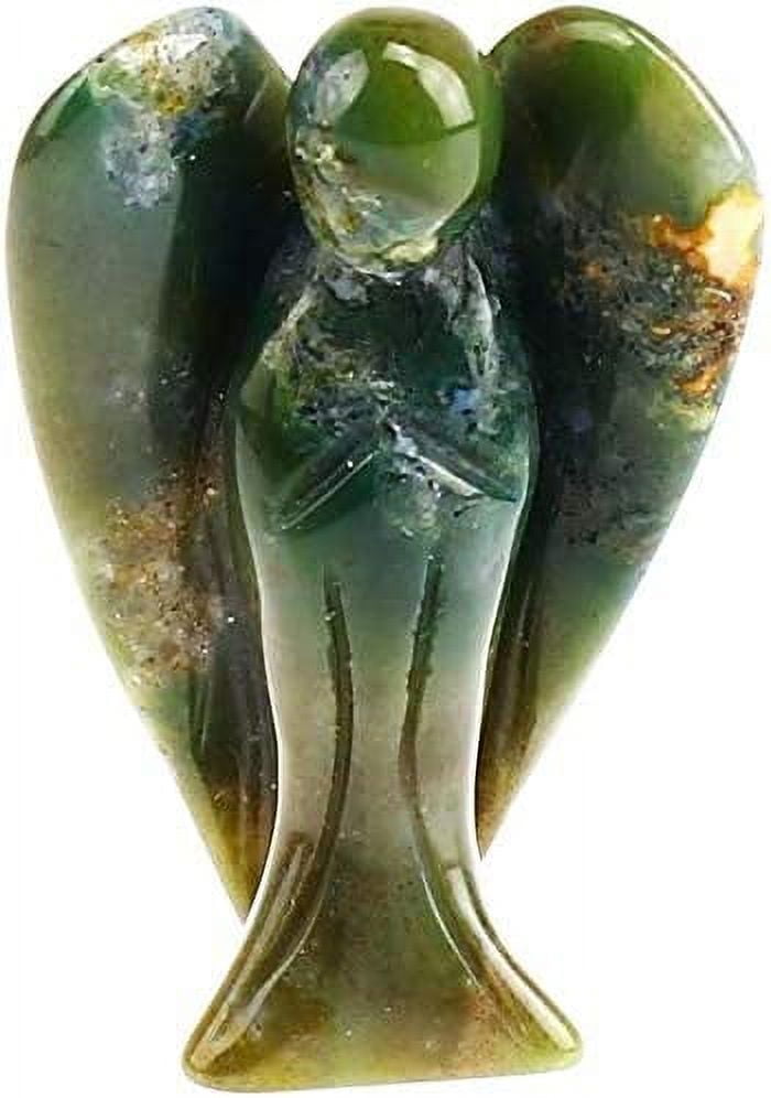 Angelstones Natural Moss Agate Gemstone Peace Angel Pocket Guardian ...