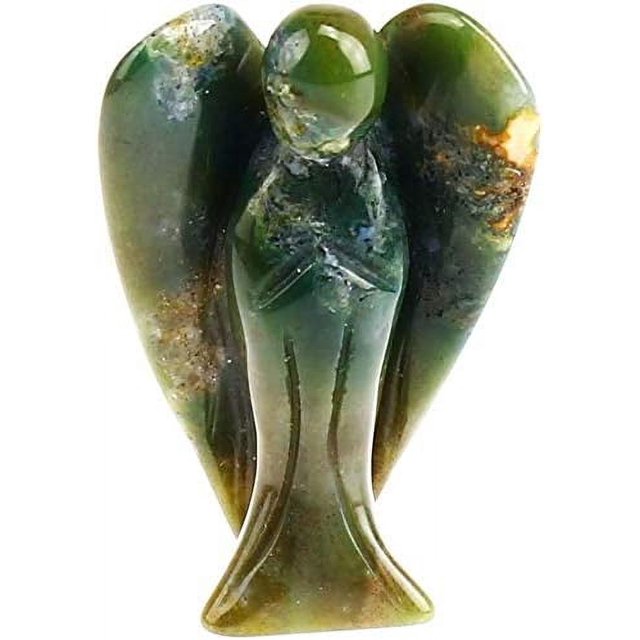 Angelstones Natural Moss Agate Gemstone Peace Angel Pocket Guardian ...