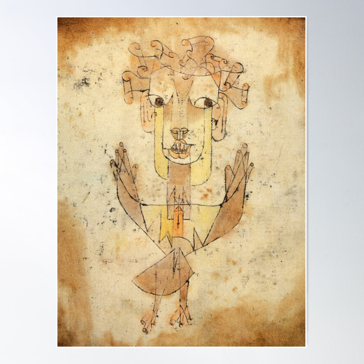 Angelus Novus Painting By Paul Klee Poster Wall Art, Modern Wall Decor ...