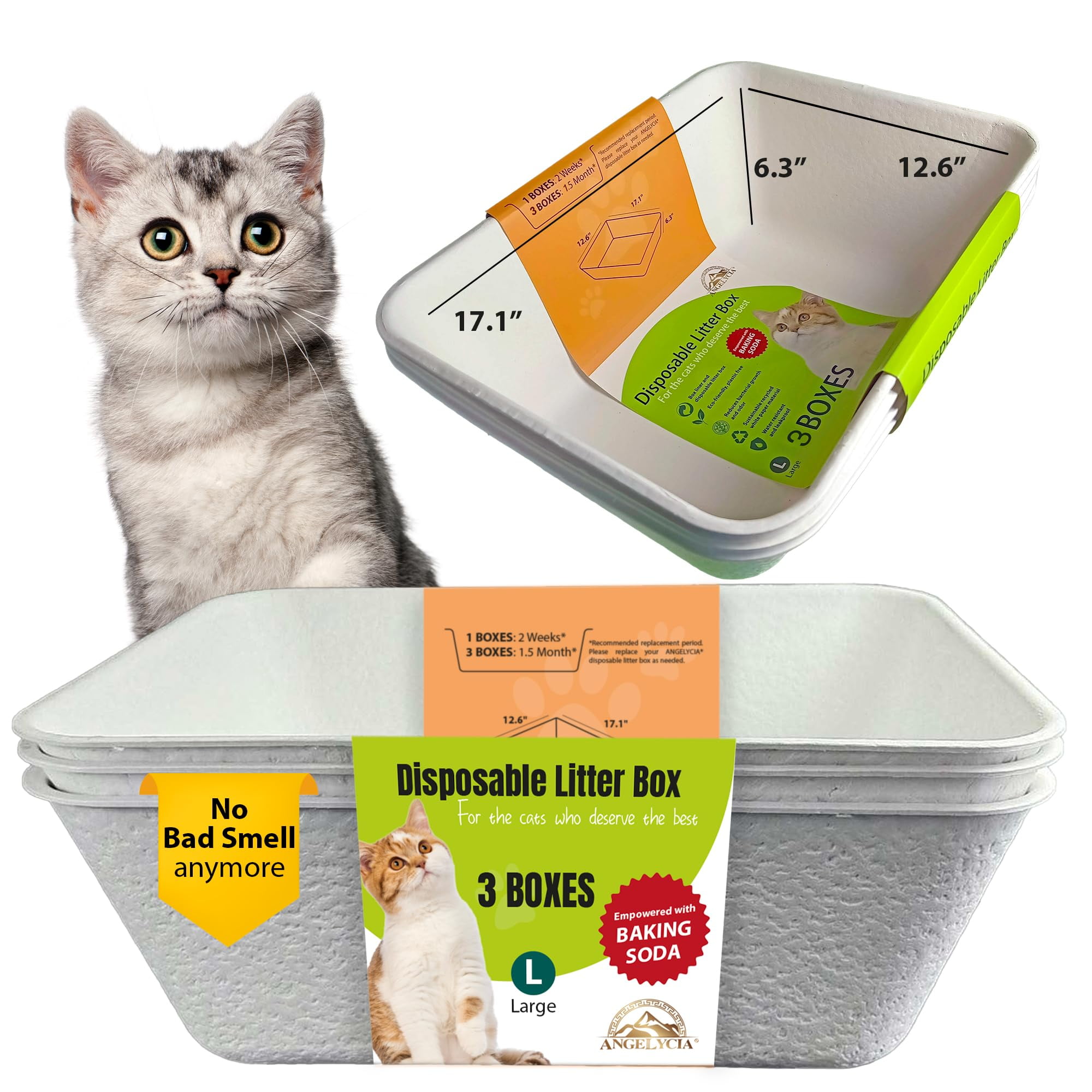Angelycia Disposable Litter Boxes for Cats | Baking Soda Effect and ...