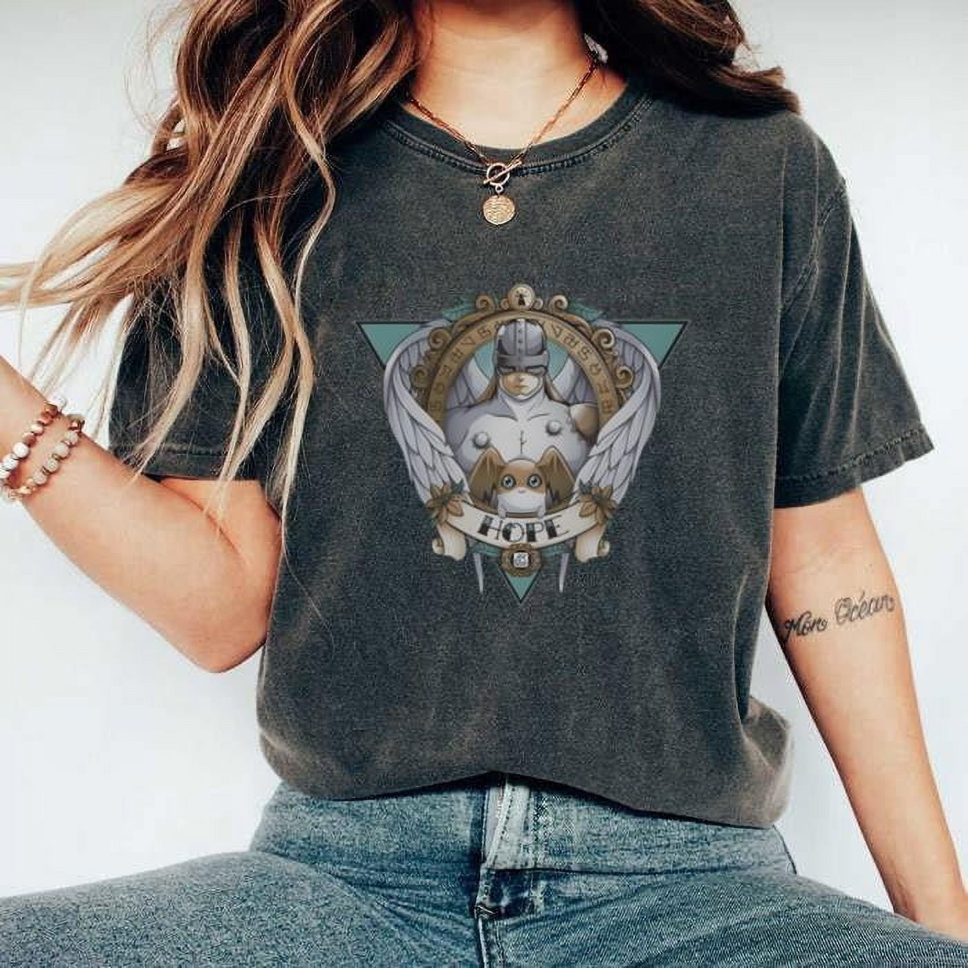 Angemon Digimon of Hope Angel Wings Patamon Comfort Color T-Shirt, for ...