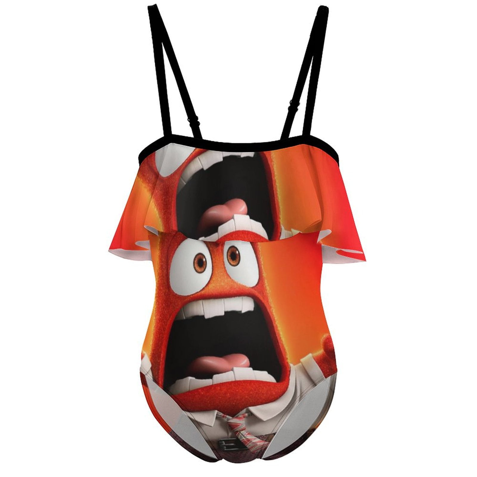Anger Inside Out Children's Swimsuit Adjustable Off Shoulder Ruffle ...