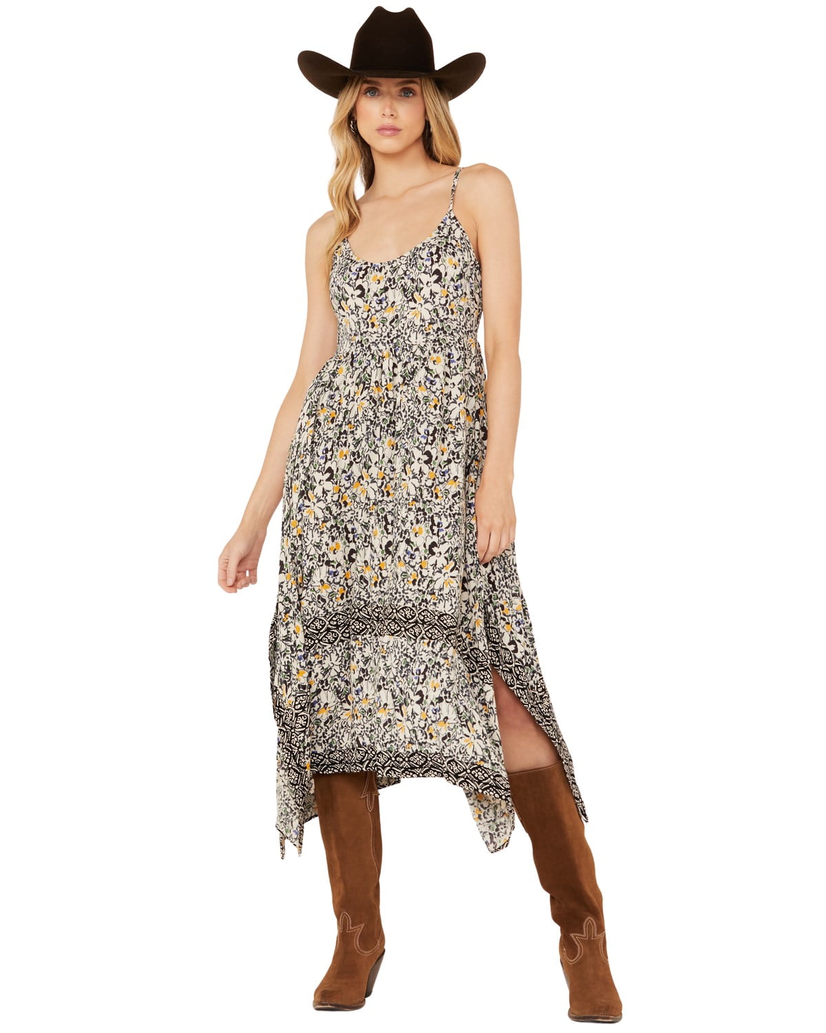 Angie Women's Floral Print Dress Black/White Medium US - Walmart.com