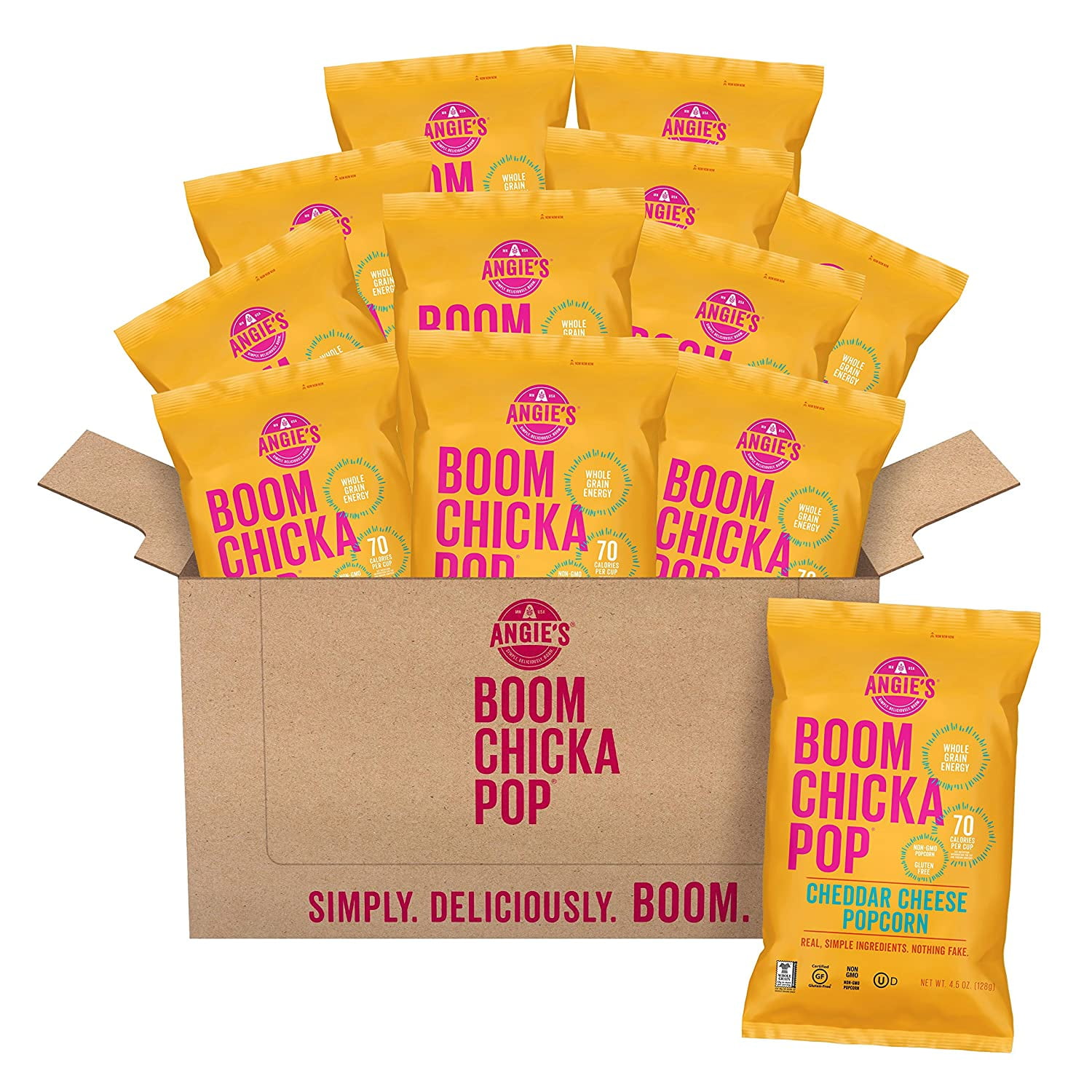 Angie's BOOMCHICKAPOP Cheddar Cheese Popcorn, 4.5 oz. (Pack of 12 ...