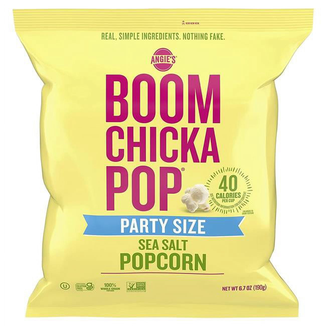 Angie's BOOMCHICKAPOP Sea Salt Popcorn, Gluten Free, Party Size, 6.7 oz ...