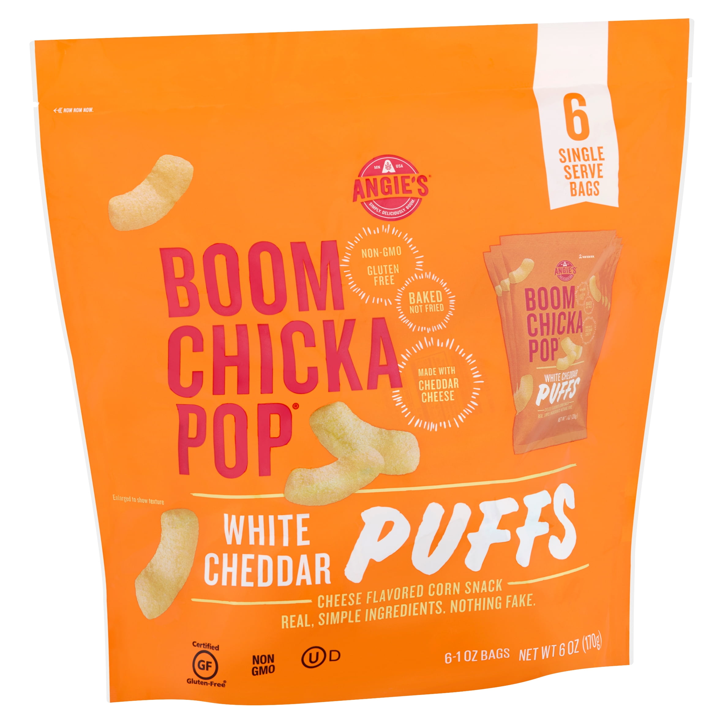 Angie's Boom Chicka Pop White Cheddar Puffs, 1 oz, 6 count - Walmart.com