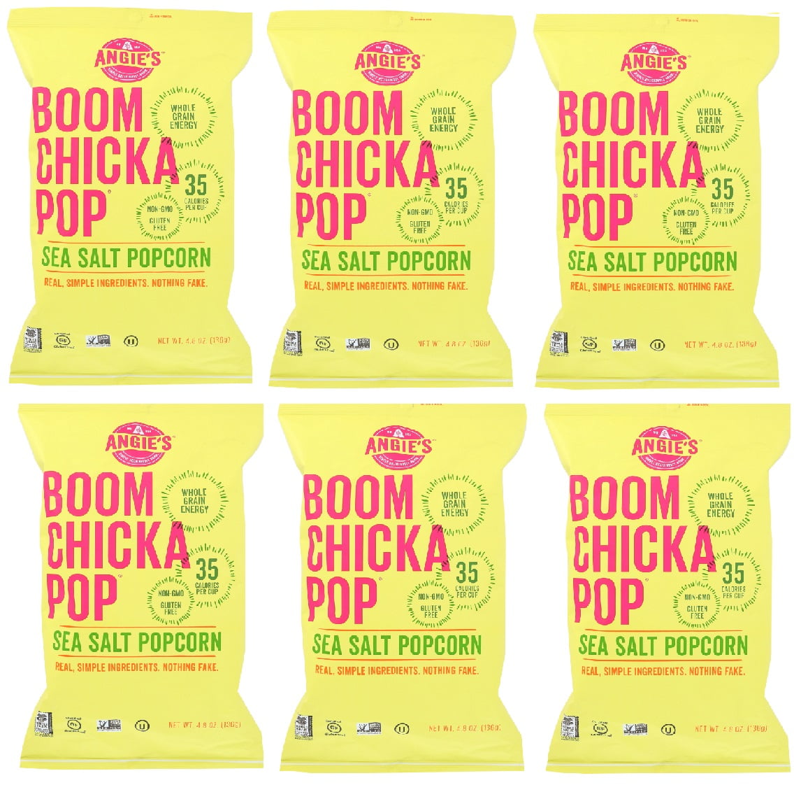 Angie's BoomChickaPop Sea Salt Popcorn, Pre-Popped Popcorn, 4.8 Oz 6 ...
