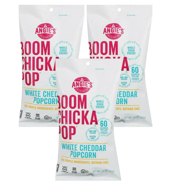 Angies Boom Chicka Pop White Cheddar Popcorn, with Whole Grain Popped ...