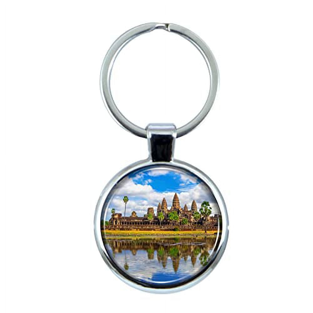 Angkor Wat Keychain with Epoxy Dome and Metal Keyring - Walmart.com