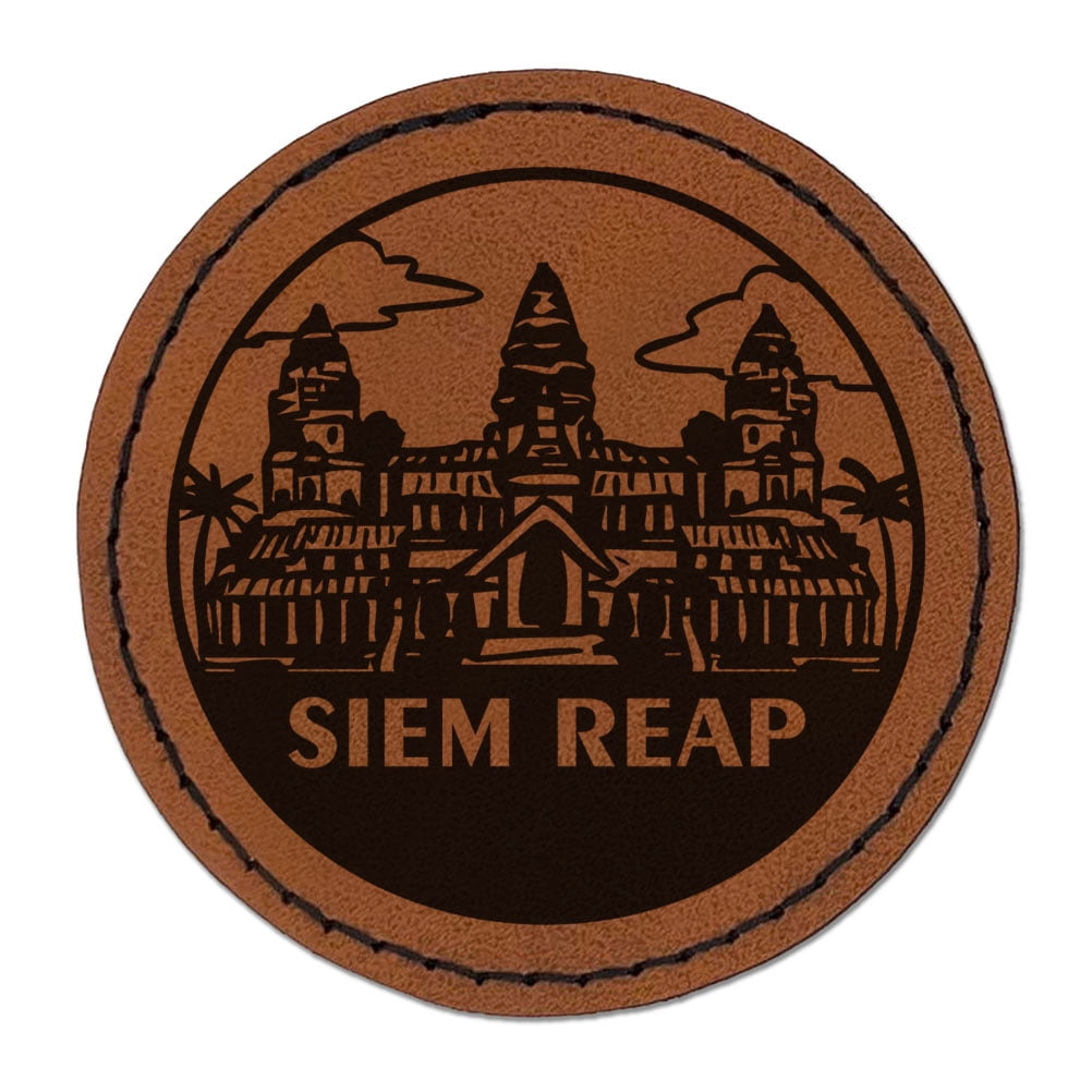 Angkor Wat Siem Reap Cambodia Landmark Destination Circle Round Iron-On ...