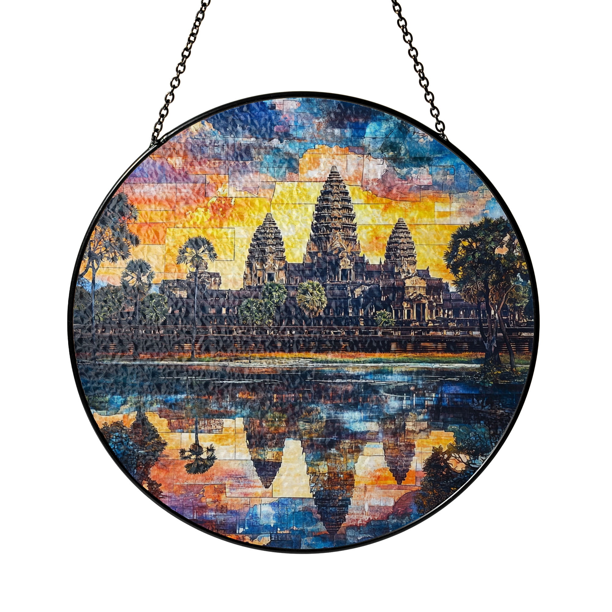 Angkor Wat Stained Glass Suncatcher - Custom Name Cambodia Temple ...