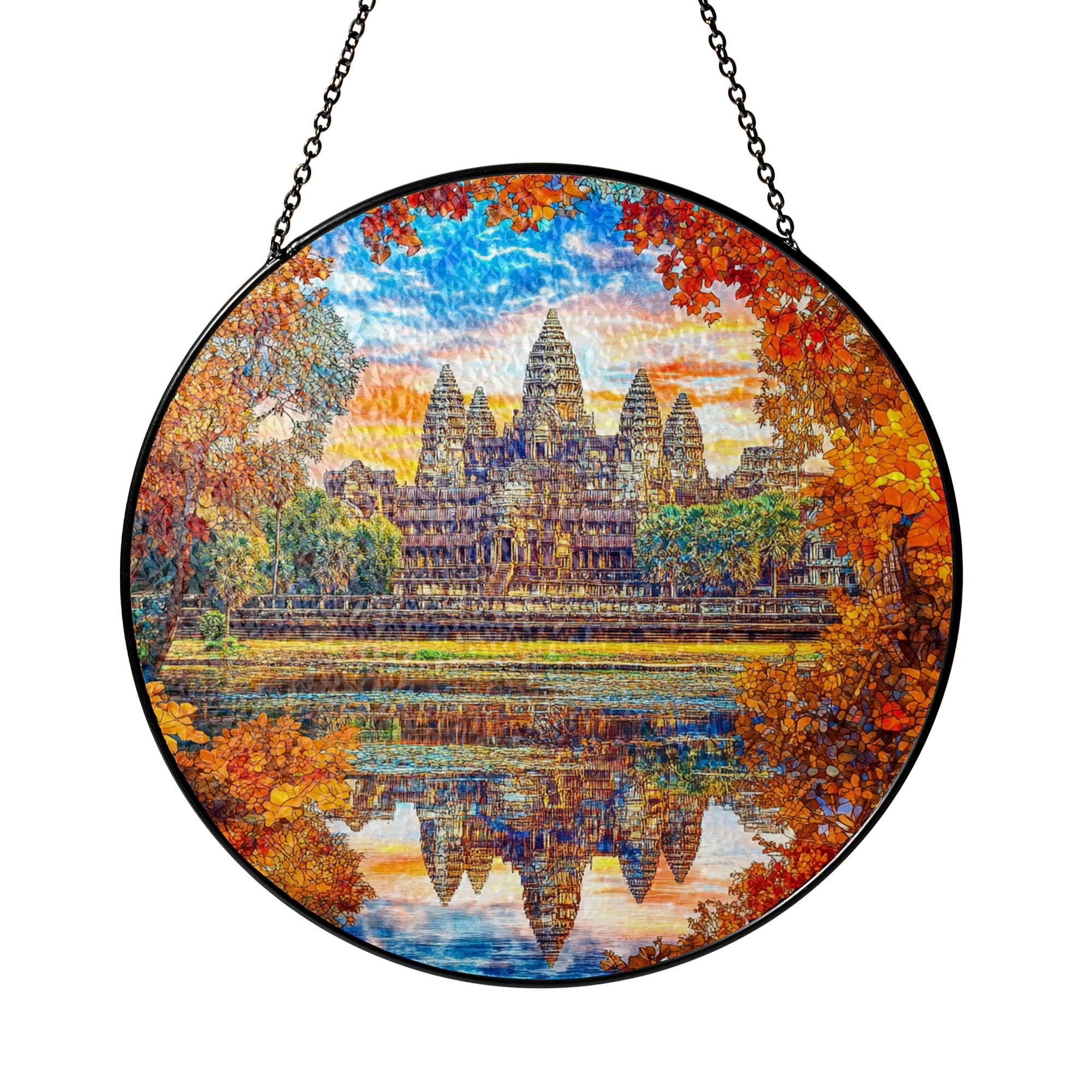 Angkor Wat Stained Glass Suncatcher - Custom Name Cambodia Temple ...