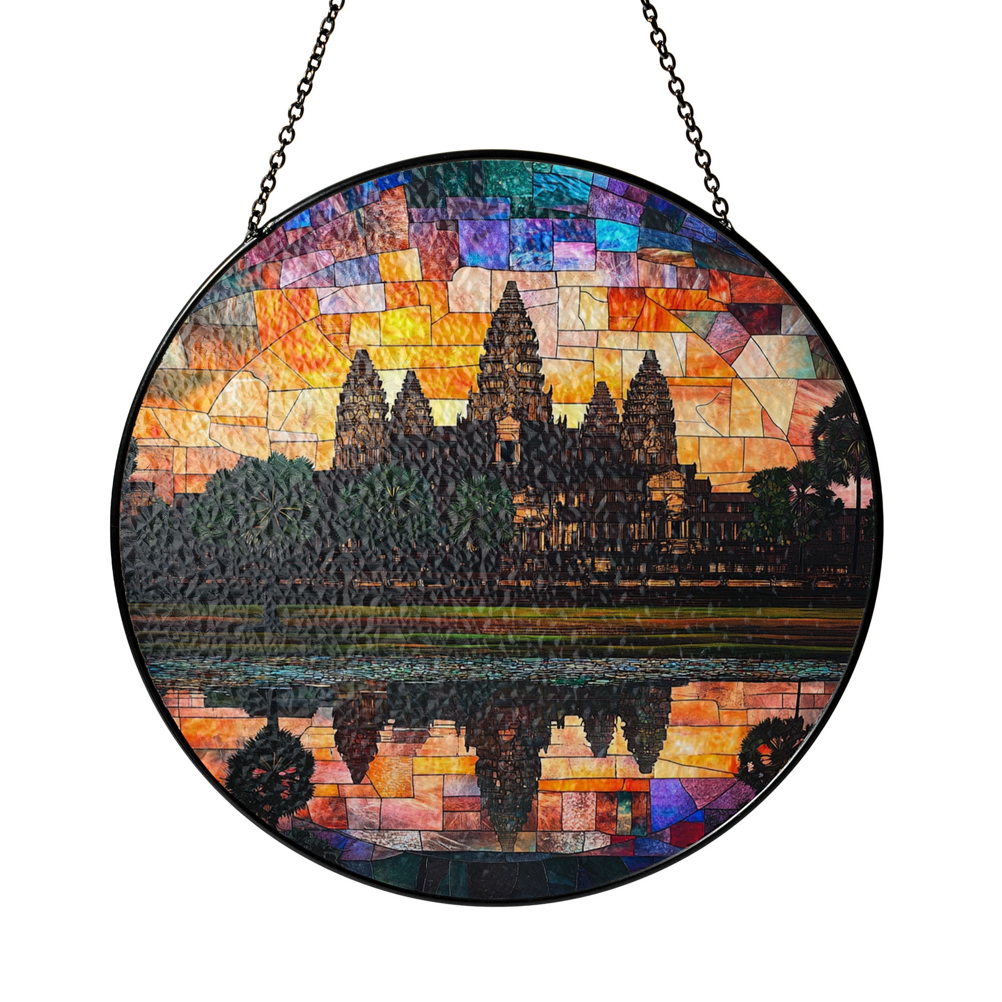 Angkor Wat Stained Glass Suncatcher - Custom Name Cambodia Temple ...