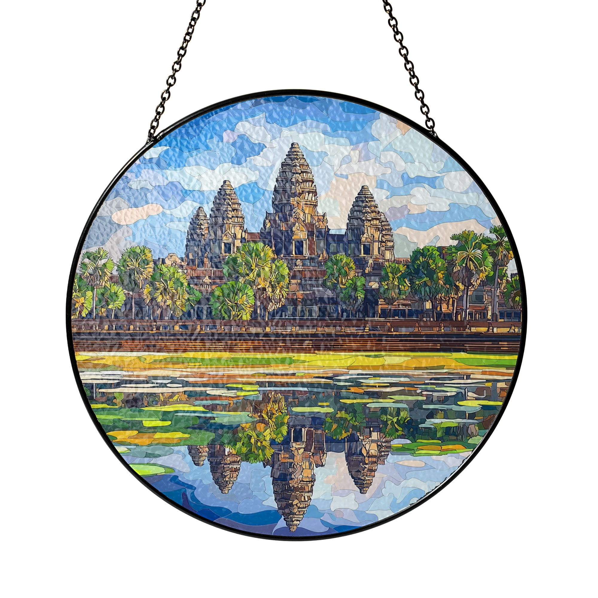 Angkor Wat Stained Glass Suncatcher - Custom Name Cambodia Temple ...