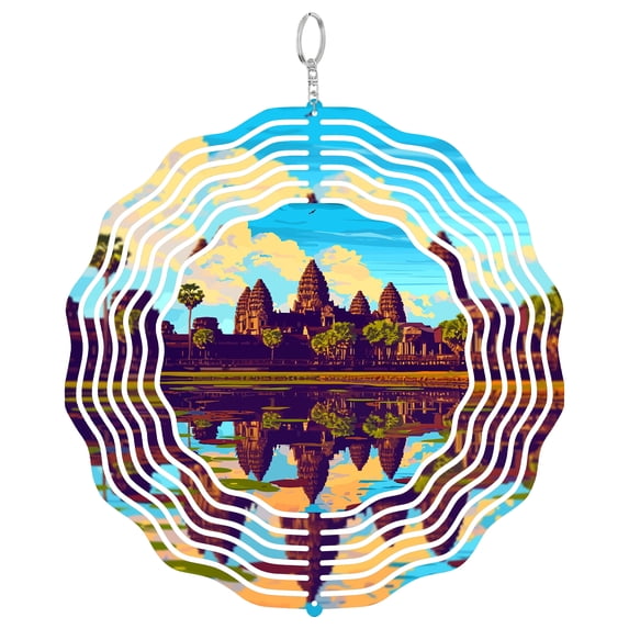 Angkor Wat Temple 3D Wind Spinner Stainless Steel Kinetic Yard Art ...