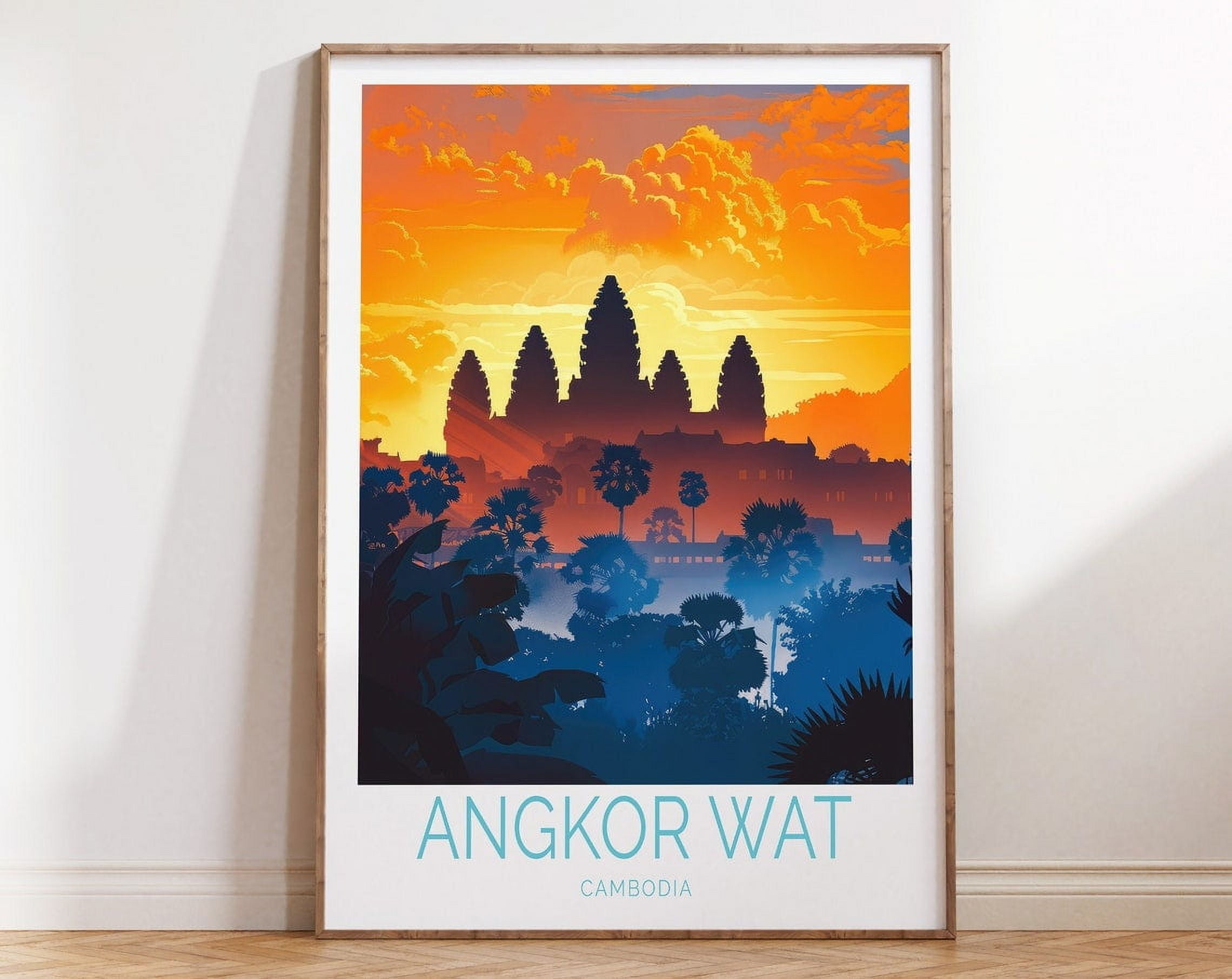 Angkor Wat Travel Poster, Cambodia Wall Art, Angkor Wat Temple Poster ...