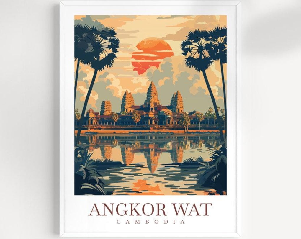Angkor Wat Travel Print Wall Art Angkor Wat Wall Hanging Home Décor ...