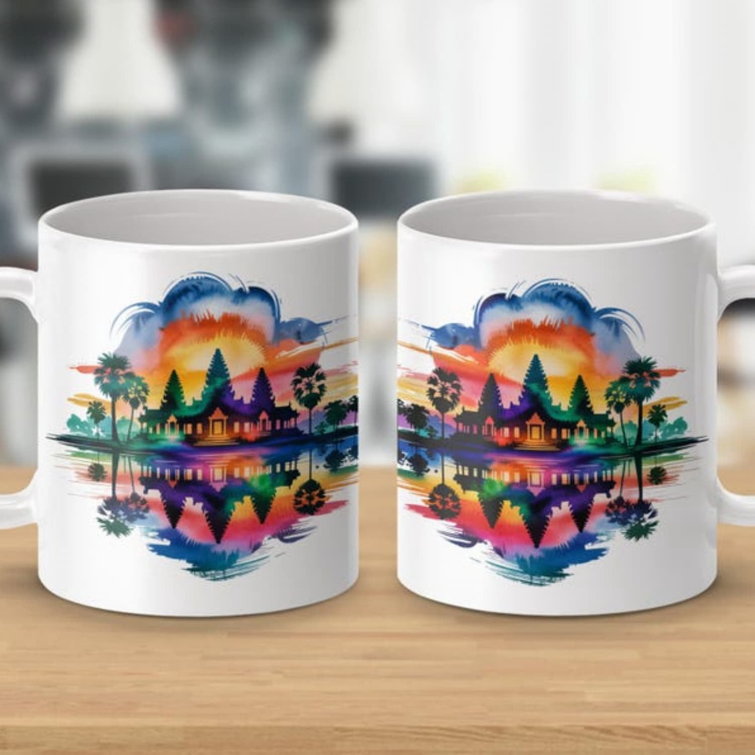 Angkor Wat Watercolor Mug mbodia Sunrise Coffee Cup, Travel uvenir ...