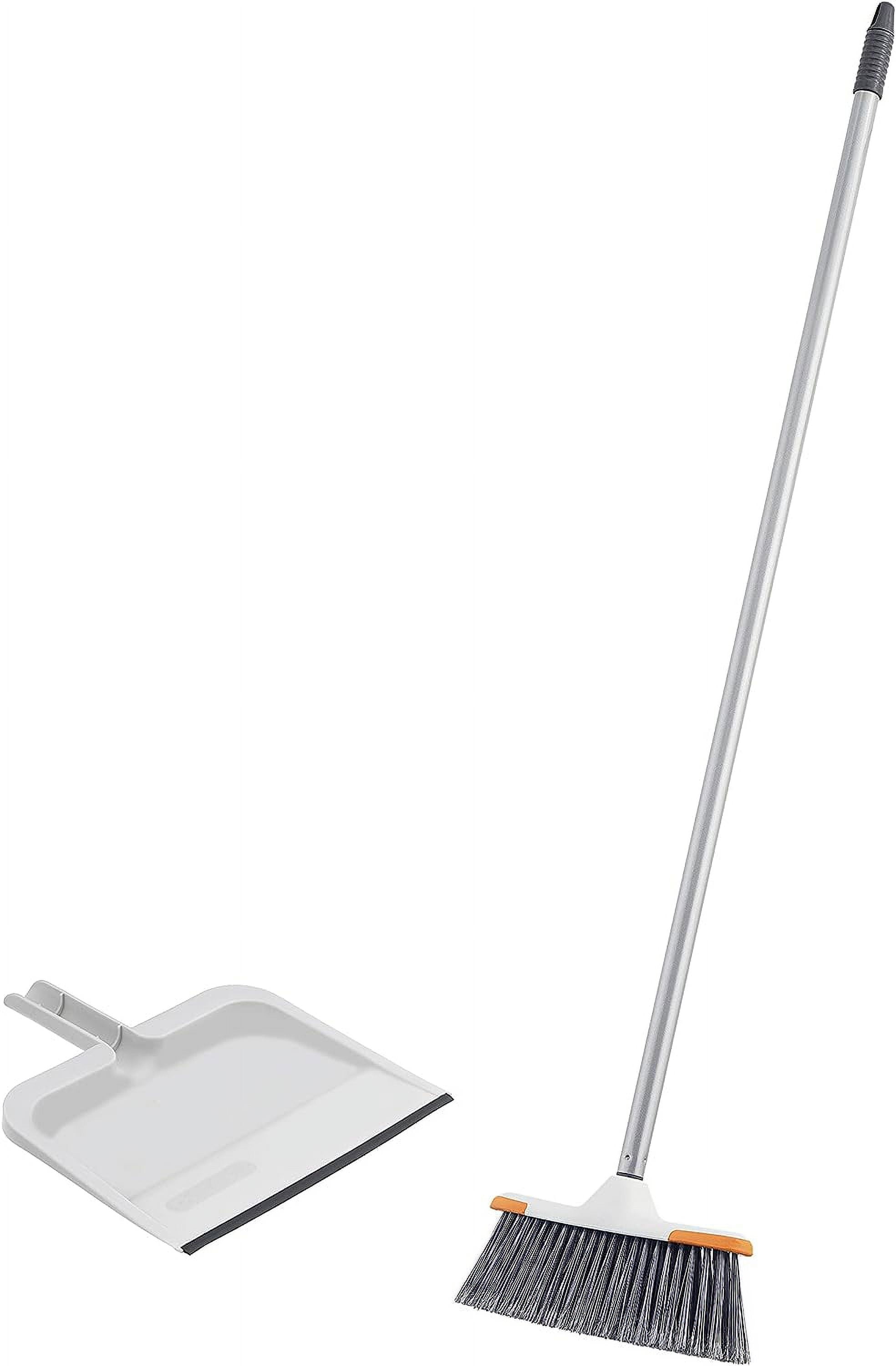 Angle Broom and Clip-On Dustpan Set, Slim Hand Broom Telescopic Handle ...