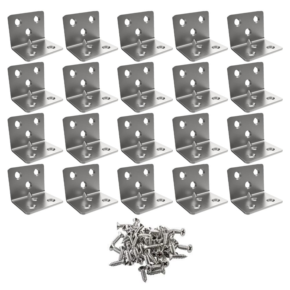 Angle Connectors With Screws For Wood Projects Silver Finish Pack Of 20 ...
