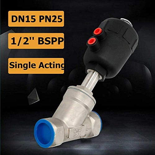 Angle DN15 1/2" Pneumatic Steam , 0.3-1 Mpa Air Actuated Thread Angle Seat , PTFE Sealing, 304 ...