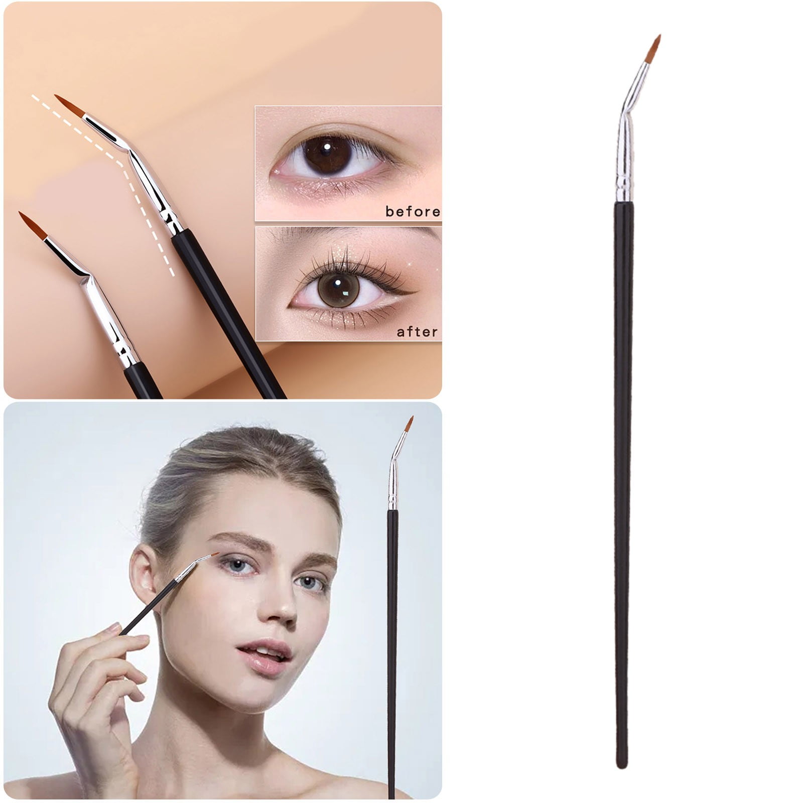Brush Angle Elbow Concealer Fine Tear Ditch Copper Tube Makeup Tool for ...
