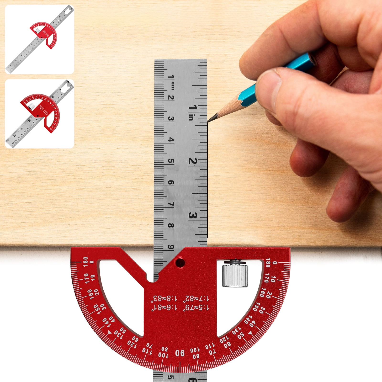 Angle Gauge Stainless Steel Angle Ruler with Semicircle Head Protractor ...