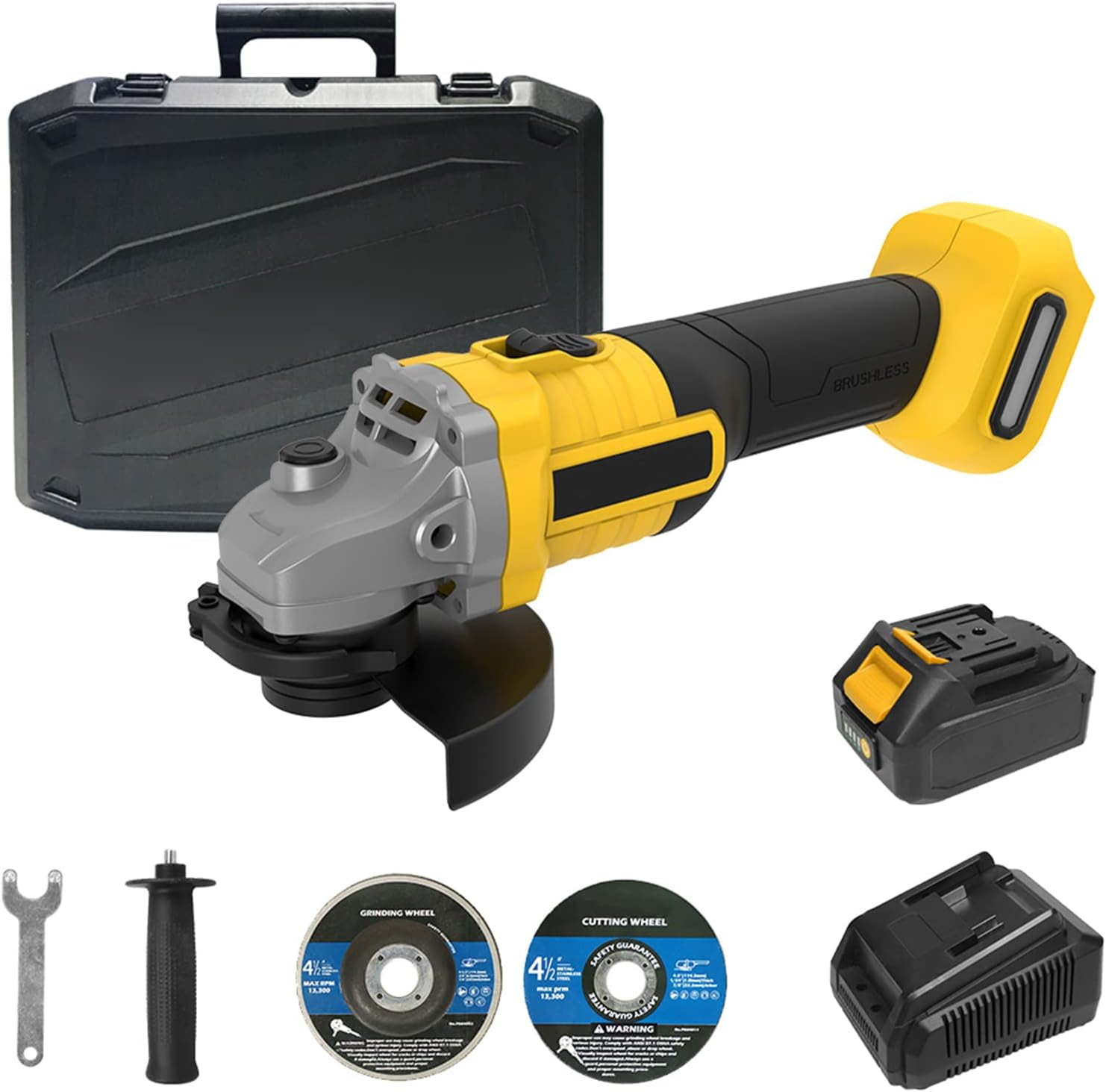 Angle Grinder,20V Brushless 4-1/2'' 115MM Power Angle Grinder Tool, 4 ...