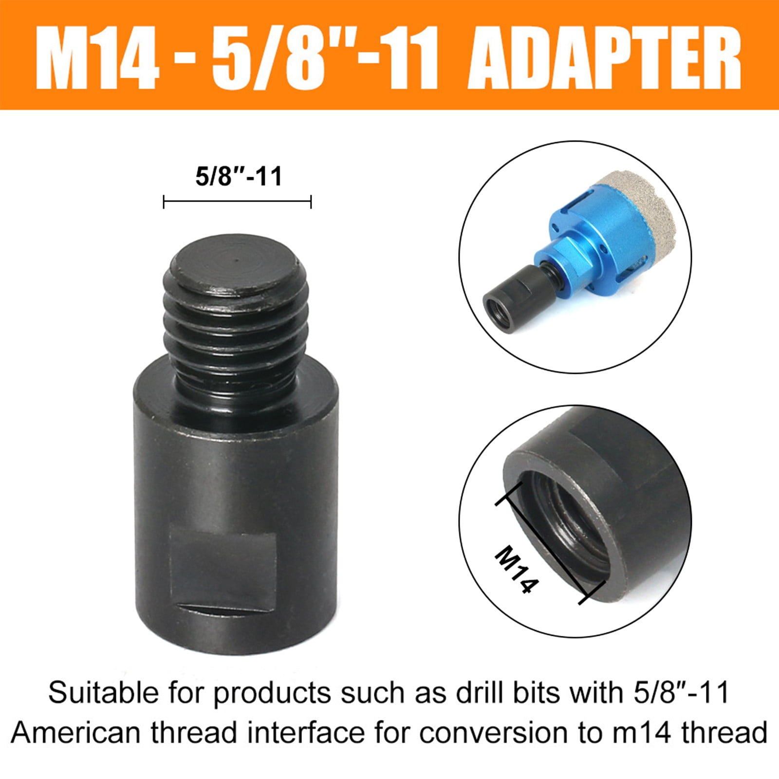 Angle Grinder Adapter Converter M10 for M14 5/8-11 Converter Adapte Arbor Connector M14 To 5-8 ...