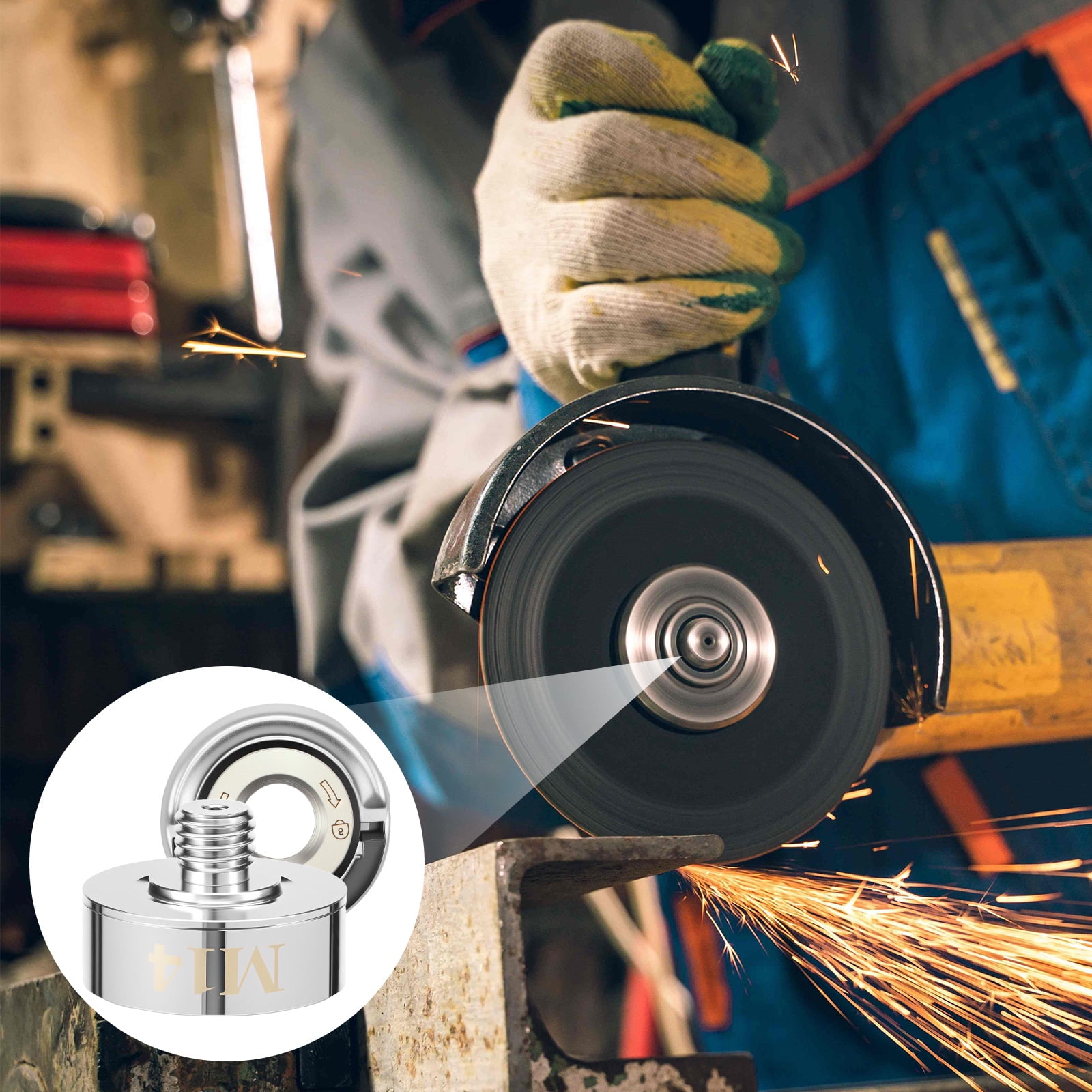 Angle Grinder Adapter Kit 304 Stainless Steel Grinder Lock to 5/8 inch ...