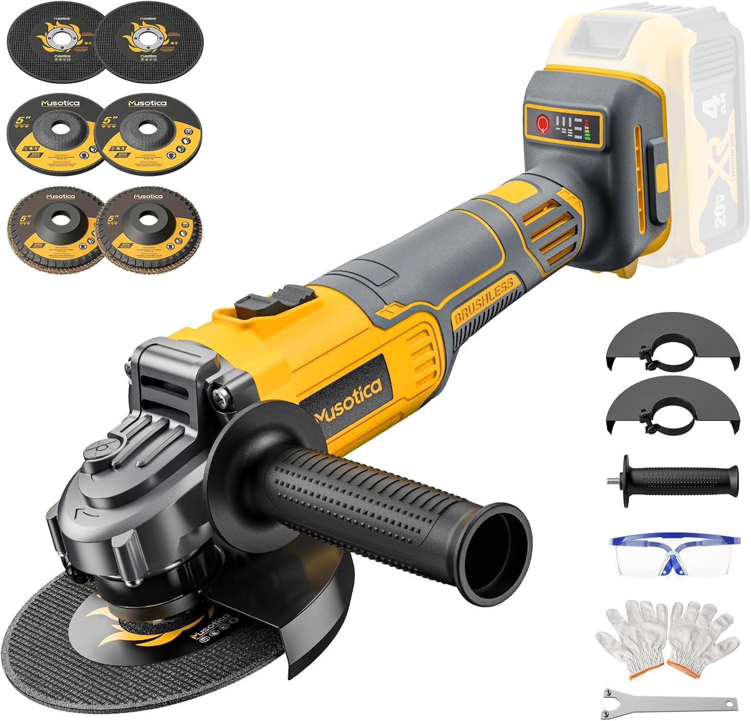 Angle Grinder Cordless for Dewalt 20V Max Battery, Brushless, 4 1/2 ...